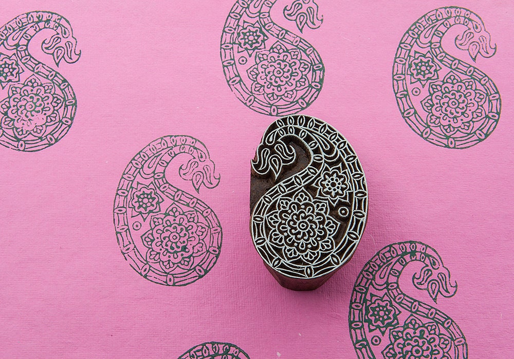 Intricate Paisley wood block stamp | Etsy