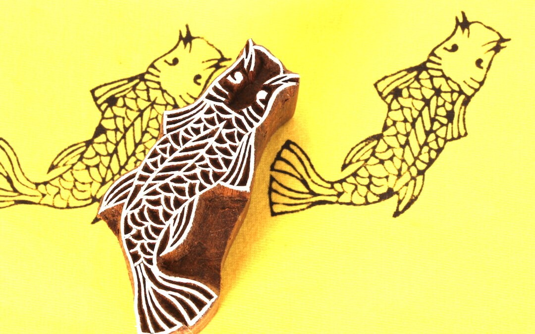 Indian Textile Stamp - Fish, Fish Printing Stamp, Wooden Block Stamp ...