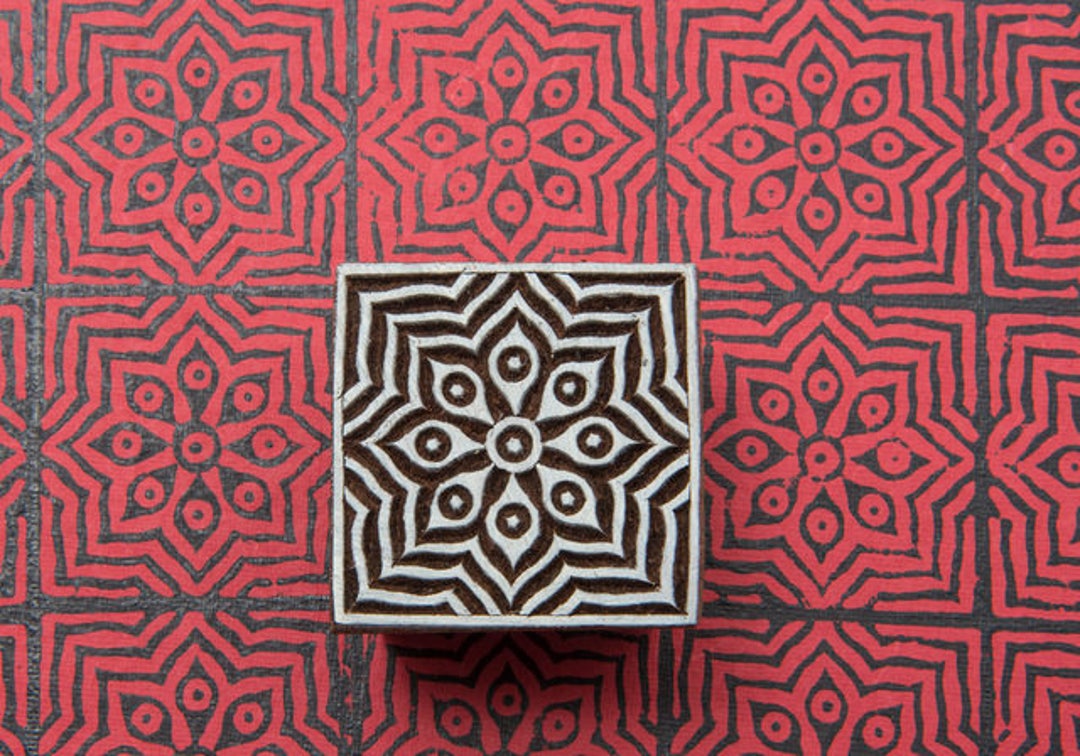 Geometry Indian Textile Stamp, Geometry Block Printing Stamp, Wooden ...