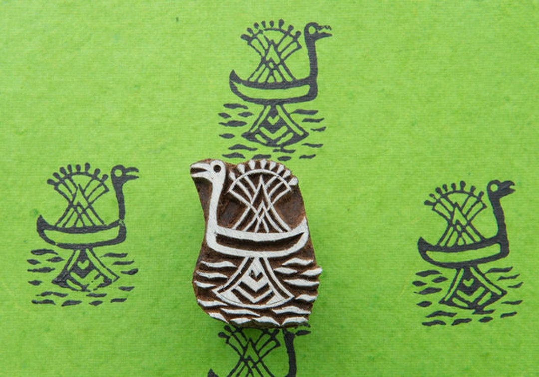 Tribal Swan Indian Textile Stamp, Tribal Swan Wood Block Printing Stamp ...