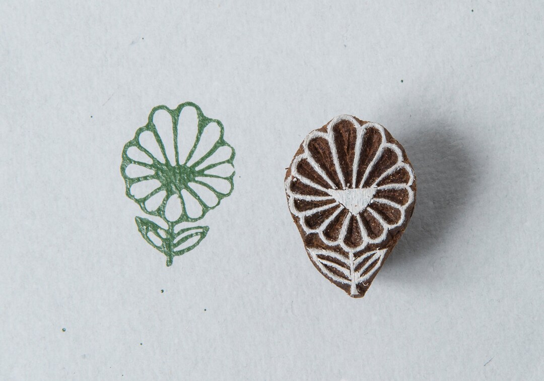Small Flower Wood Block Stamp - Etsy
