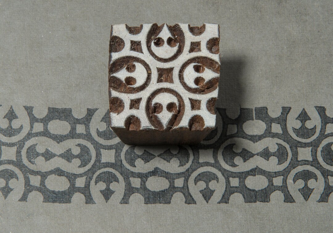 Wooden Printing Block, Tribal Square - Etsy