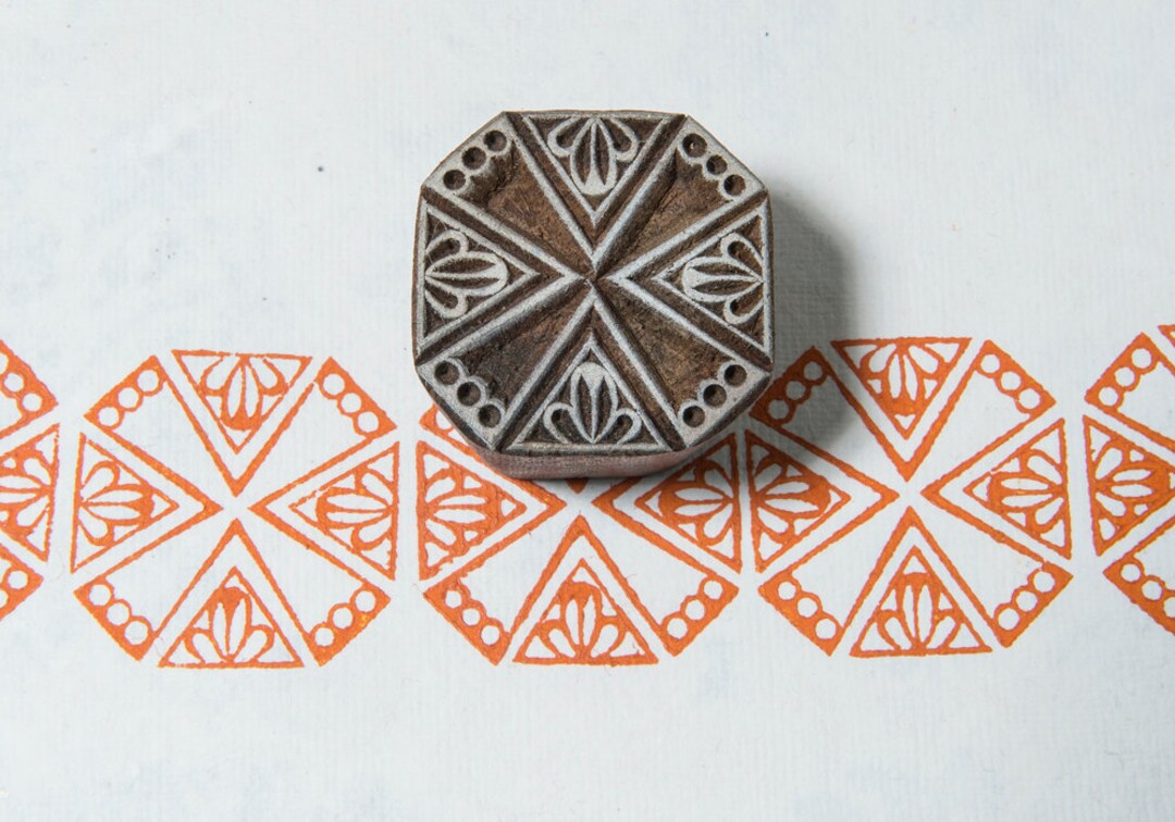 Indian Wood Stamp, Square - Etsy