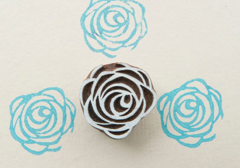 Rose Indian Textile Stamp Rose Block Printing Stamp Rose | Etsy