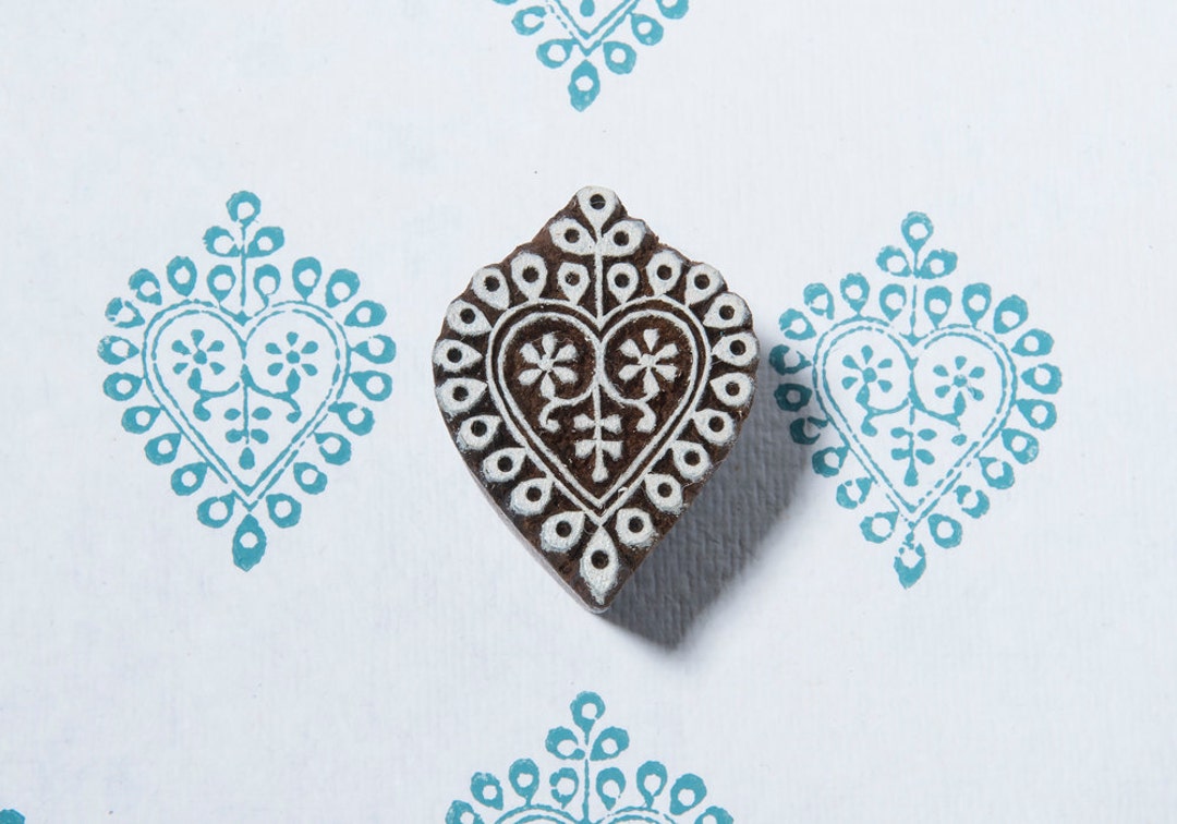 Patterned Heart 007, Wooden Printing Block - Etsy