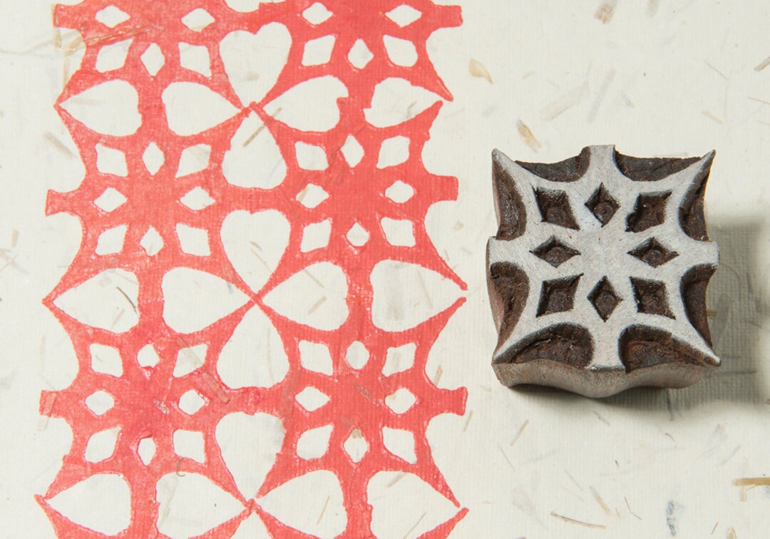 Indian Wooden Printing Block, Square Pattern - Etsy