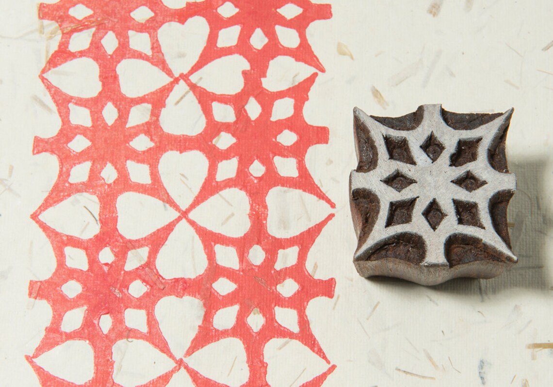 Indian Wooden Printing Block Square Pattern - Etsy
