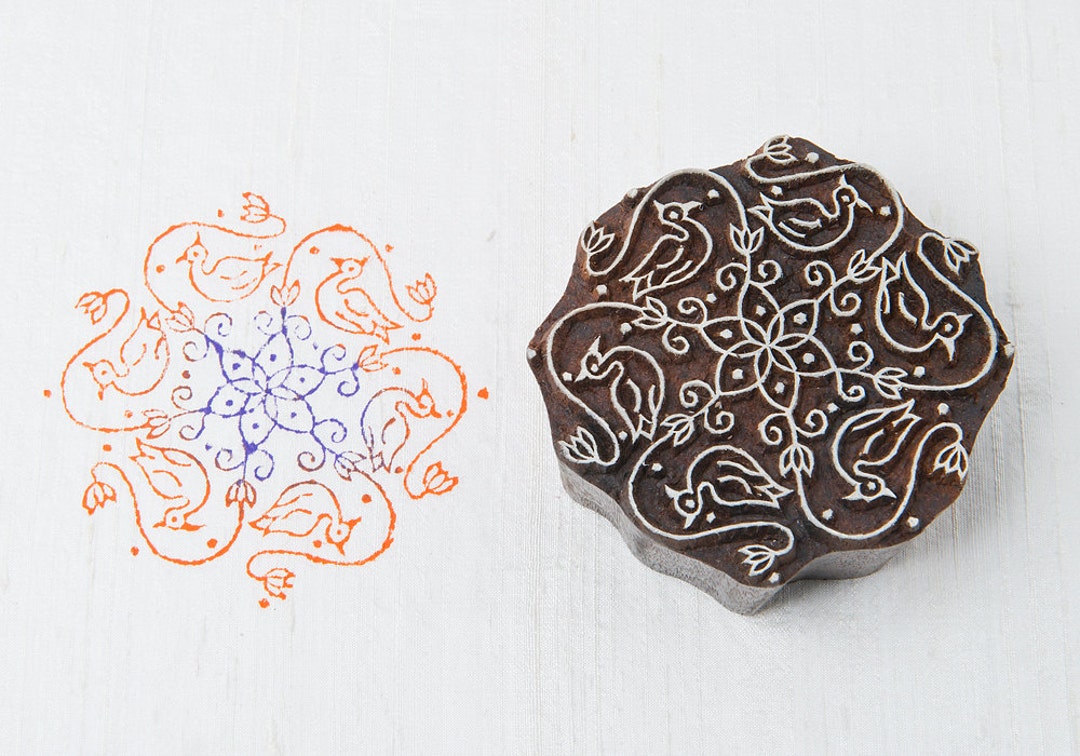 Rangoli Ducks, Patterned Wood Block Stamp - Etsy