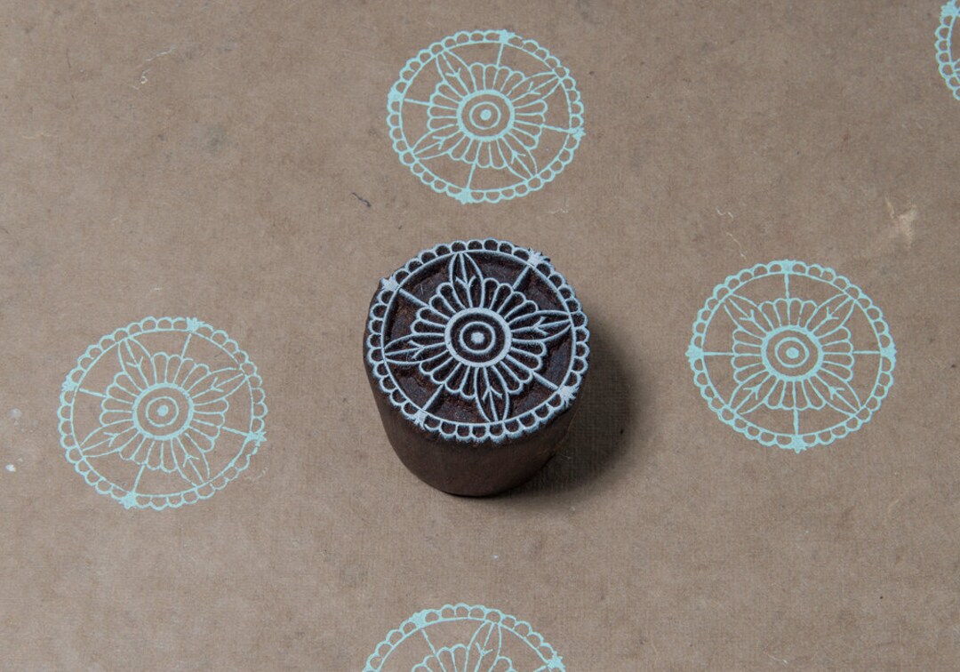 Traditional Indian Wood Stamp, Circle - Etsy