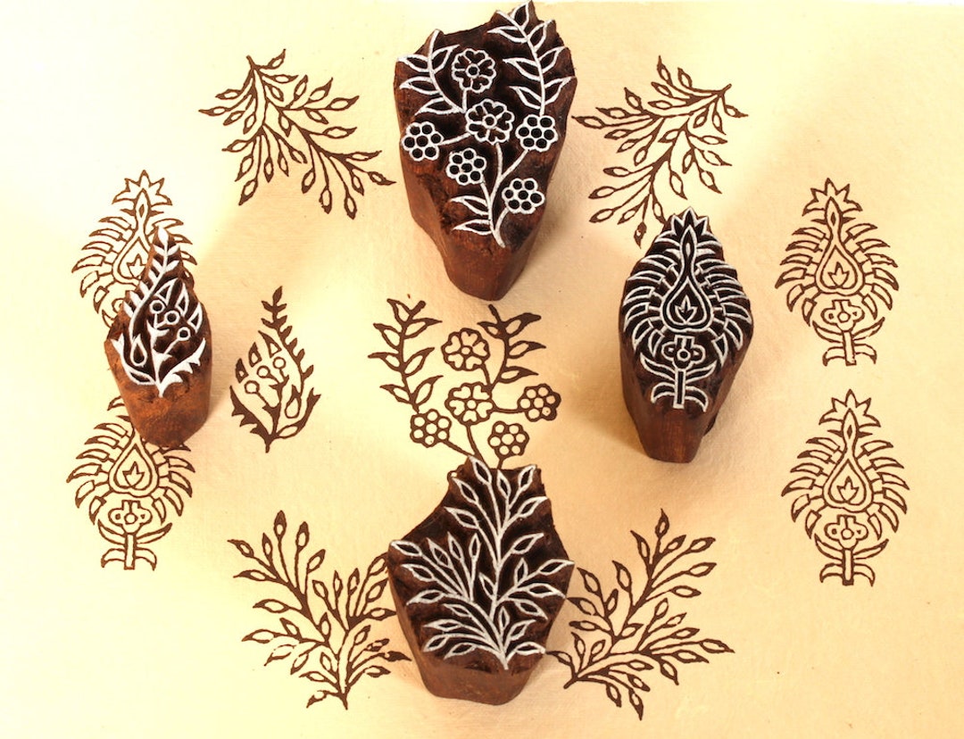 Indian Floral Set Indian Textile Stamp, Block Printing Stamp Set ...