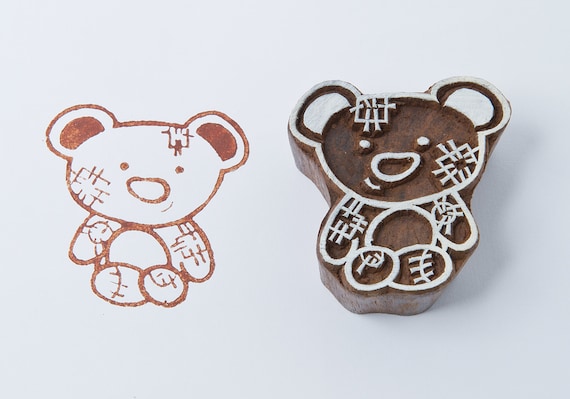 Teddy sello de madera Blockwallah | Etsy