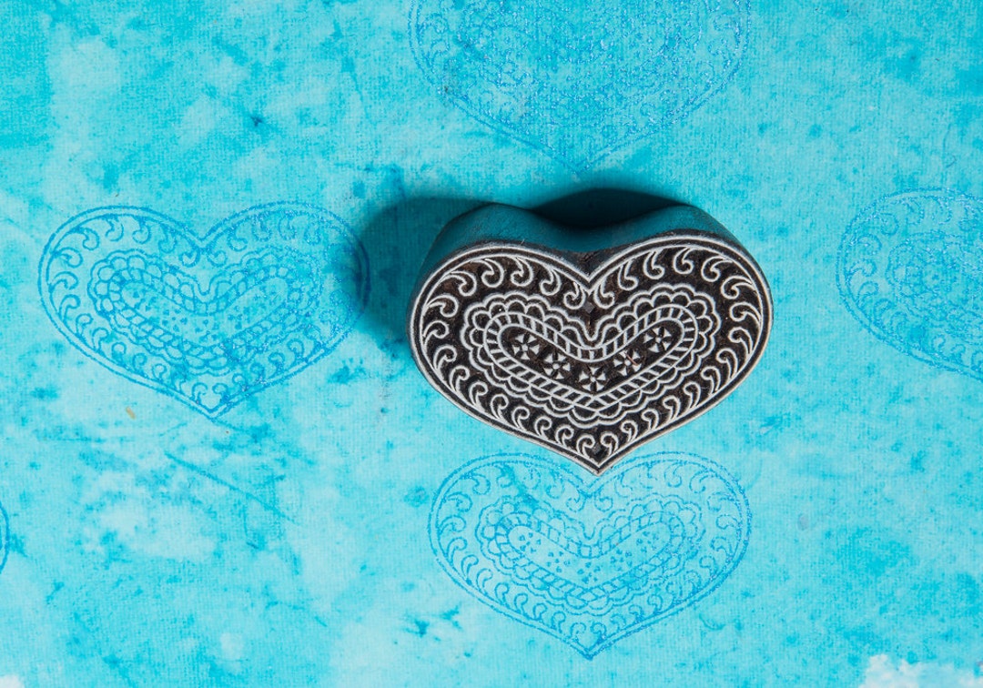 Indian Heart 024, Wooden Printing Block - Etsy