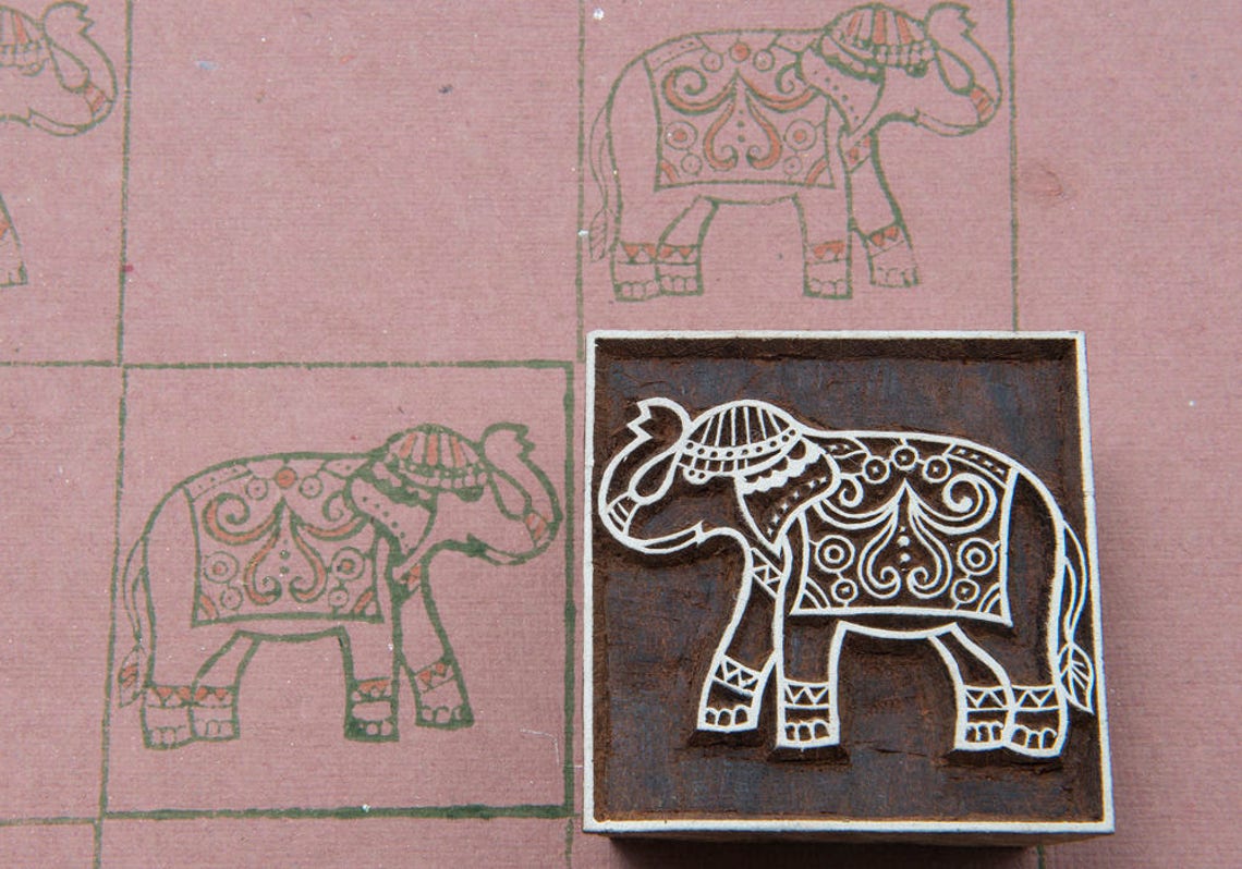 Elephant Indian Textile Stamp Elephant Block Printing Stamp | Etsy