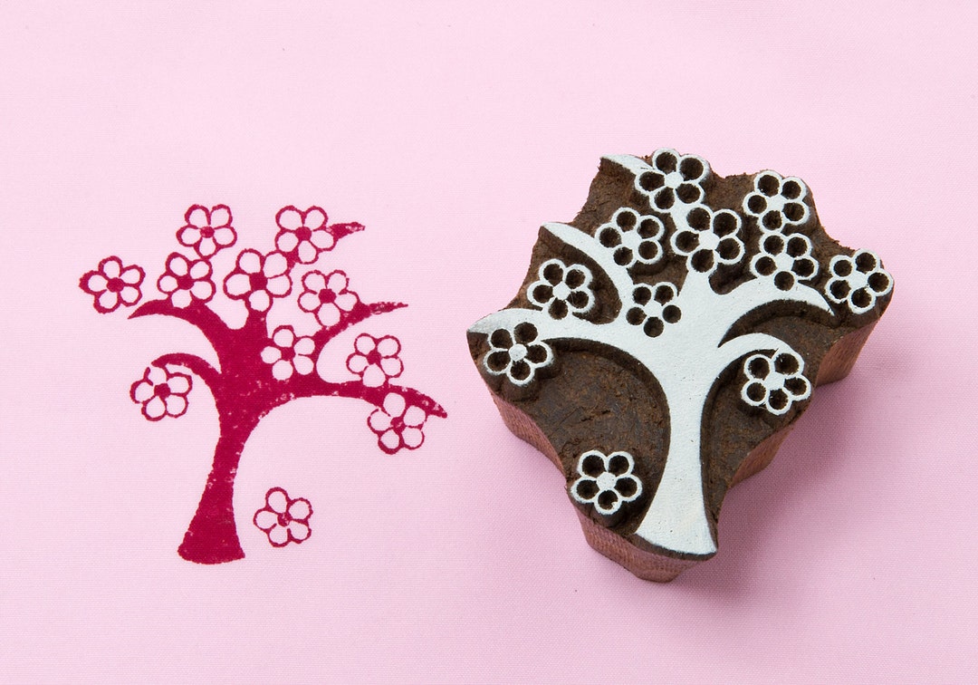 Floral Tree, Hand Carved Wood Stamp - Etsy