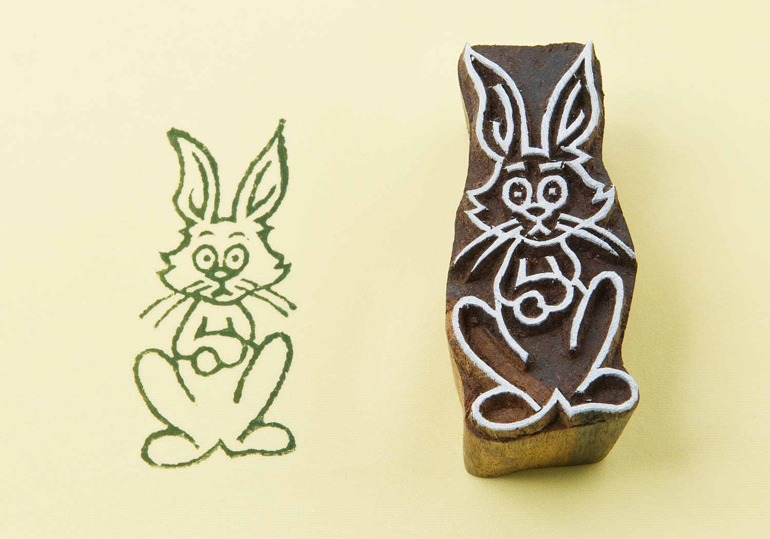 Rabbit Wood Block Stamp | Etsy