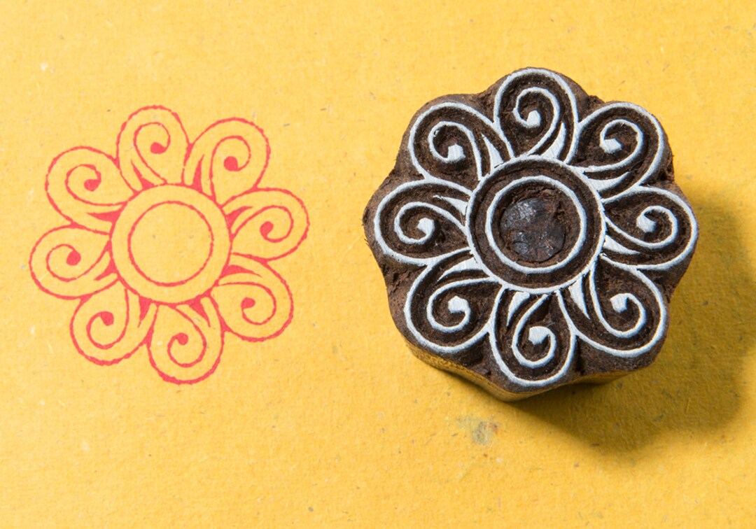 Spiral Flower 269, Wooden Printing Block - Etsy