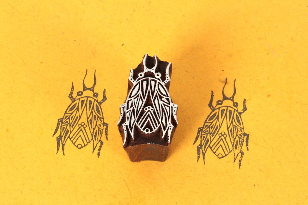 Beetle Indian Textile Stamp, Beetle Block Printing Stamp, Wooden Block ...
