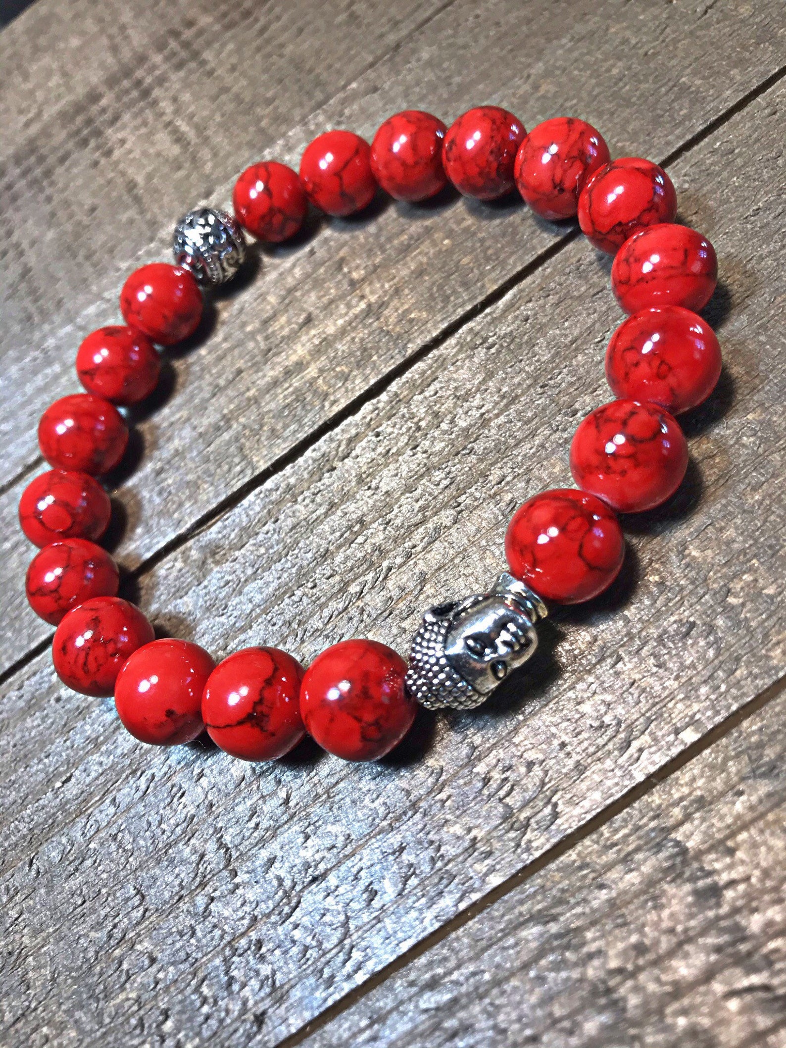 Red Buddha Bracelet Gemstone Bracelet Mens Beaded Bracelet - Etsy