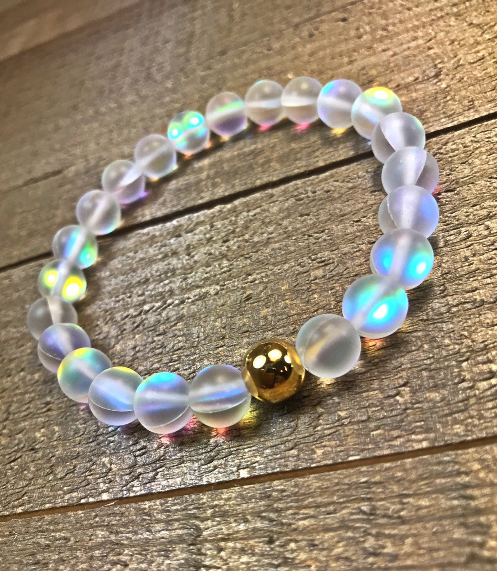 Mermaid Glass Beaded Bracelet, Beaded Bracelet, Mystic Aura Bracelet ...