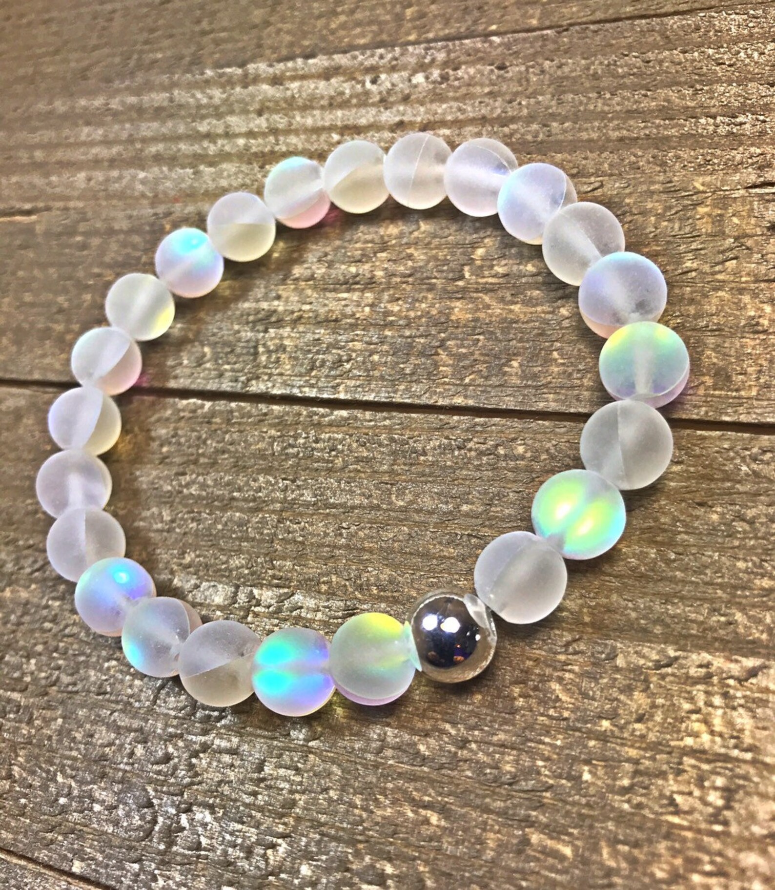 Mermaid Glass Beaded Bracelet, Beaded Bracelet, Mystic Aura Bracelet ...
