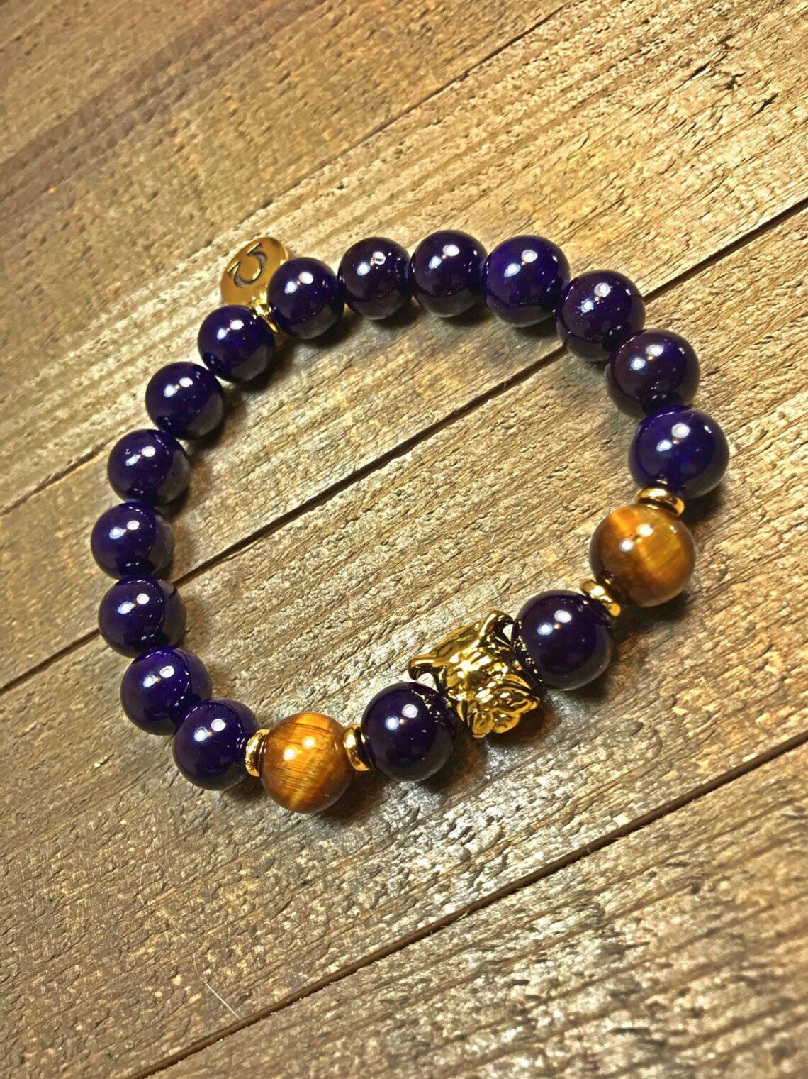 Mens Beaded Bracelet Omega Psi Phi Purple and Gold - Etsy