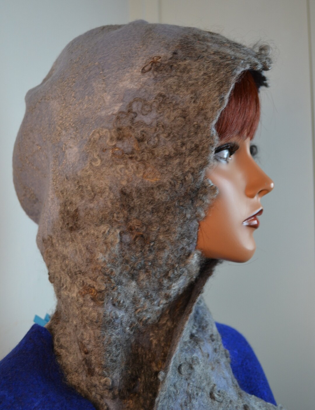 Felt Brown Wool Grey Capuchon Wool Cap Hat Made of Soft Brown Merino ...