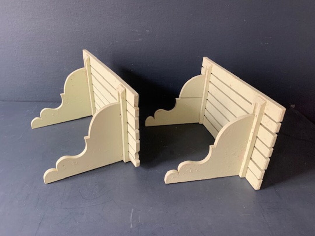 Pair of Wall Shelves With Openwork Wooden Slats - Etsy