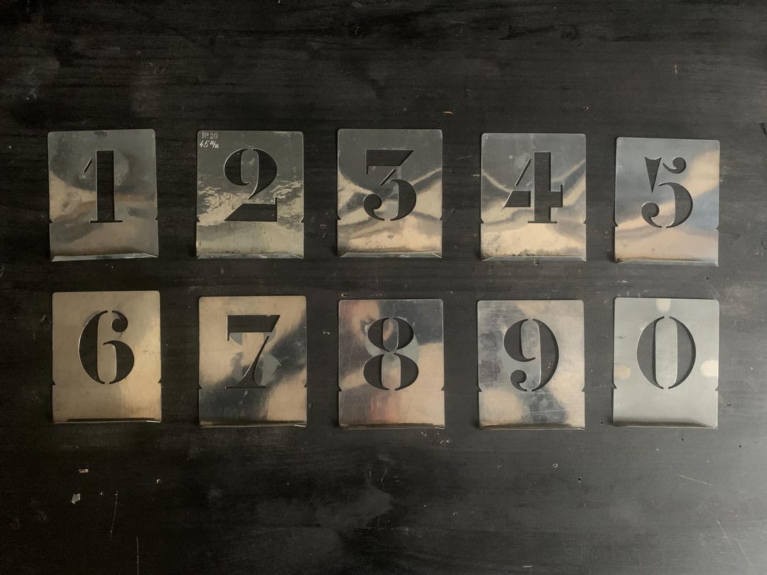 Set of 10 Metal Number Stencils, Registered Design, 1950 - Etsy