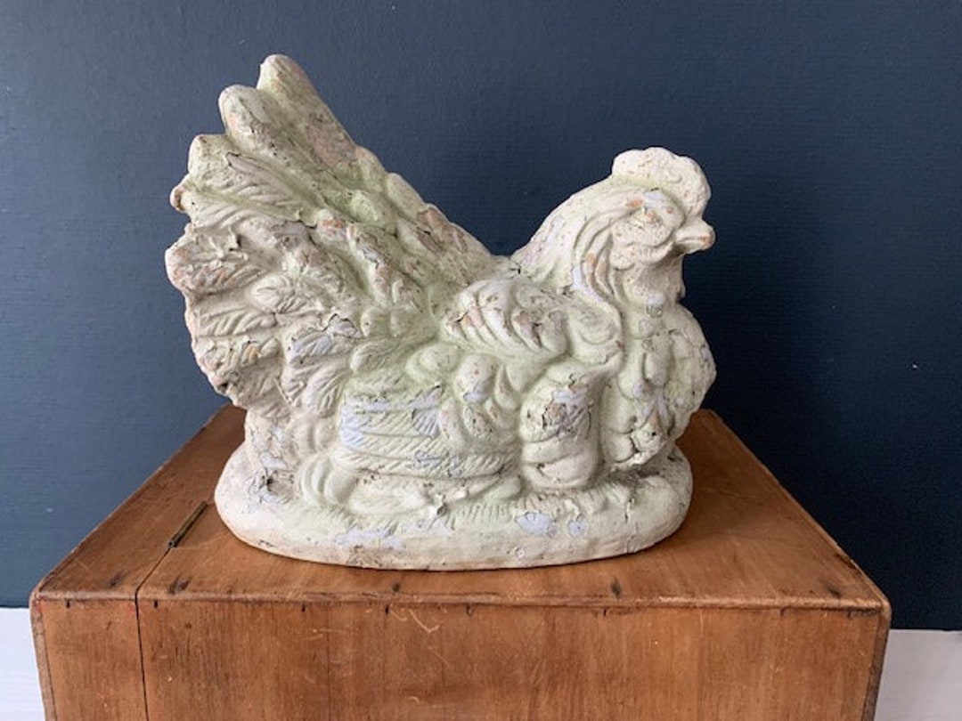 White Enamelled Terracotta Chicken Sculpture, Life Size, 1950 - Etsy