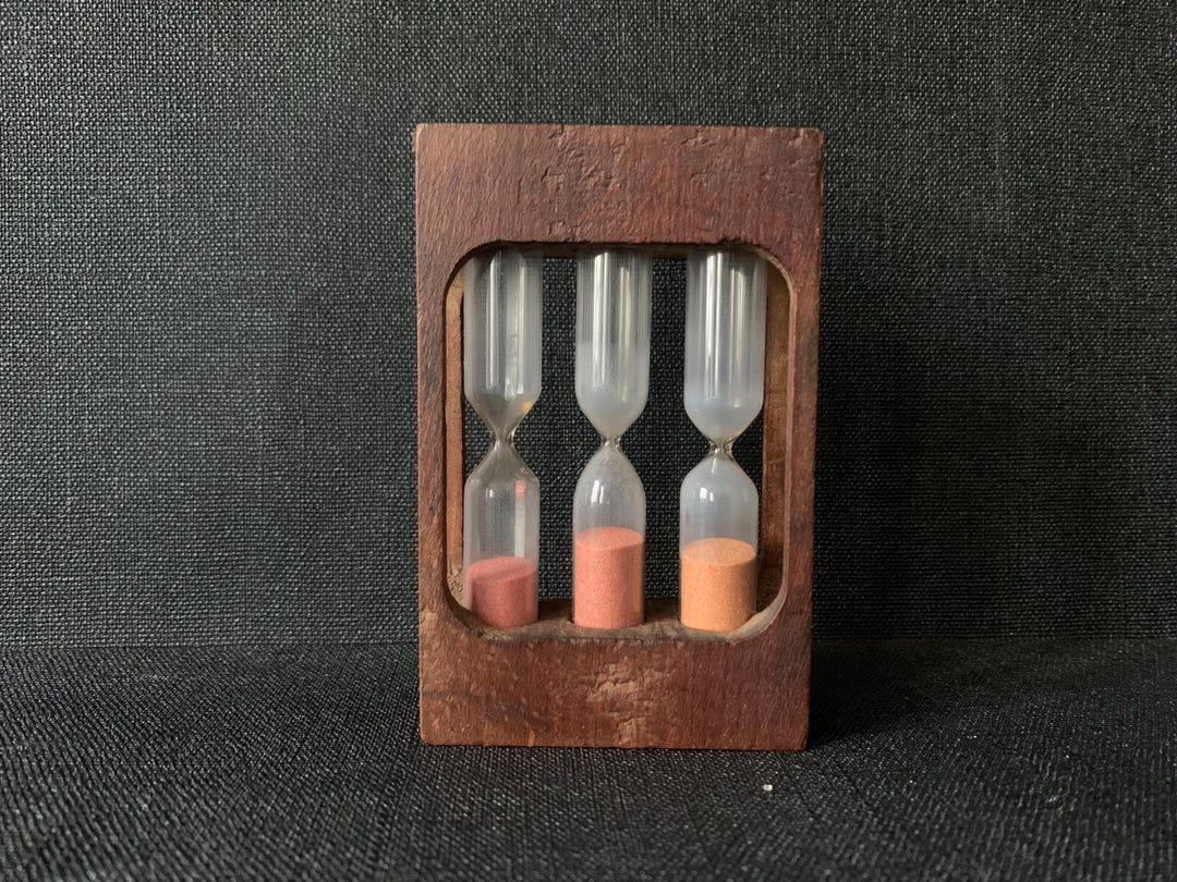 Triple Hourglass Timer in Curved Wood, for Infusion, Rare and Collector ...