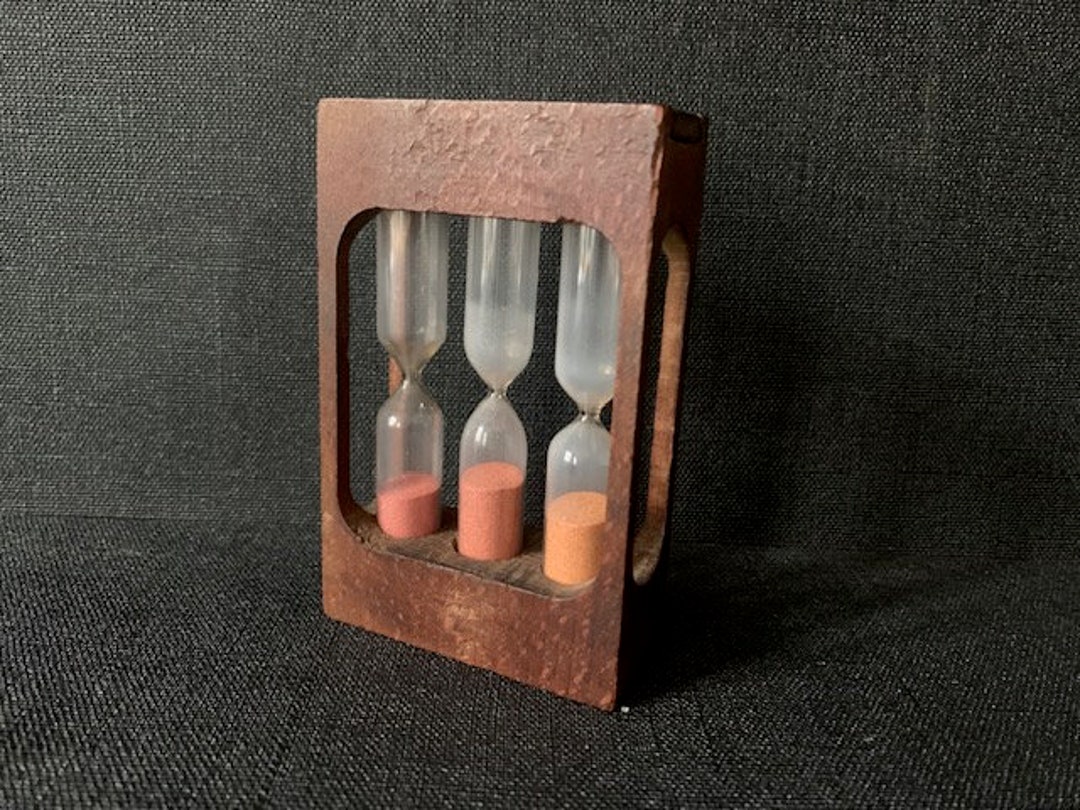 Old Hourglass in Curved Wood, 1950, Triple Hourglass, France - Etsy