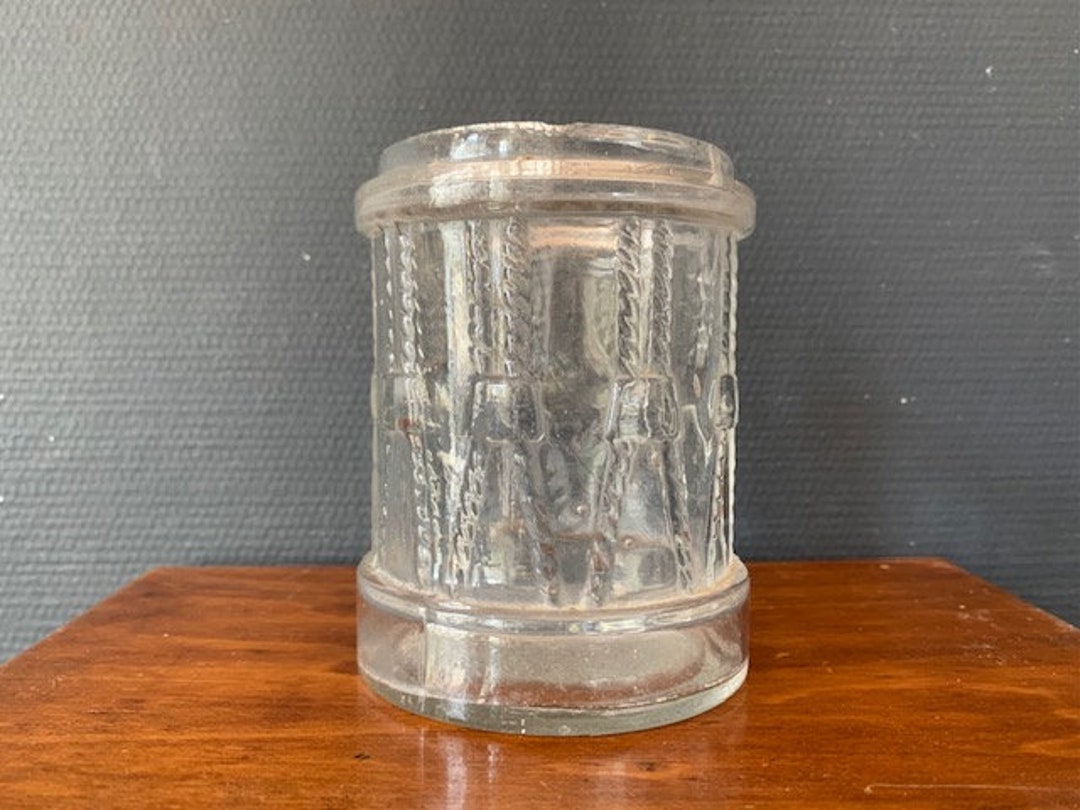 Blown and Chiseled Glass Jam Pot, Registered Design From the 19th ...