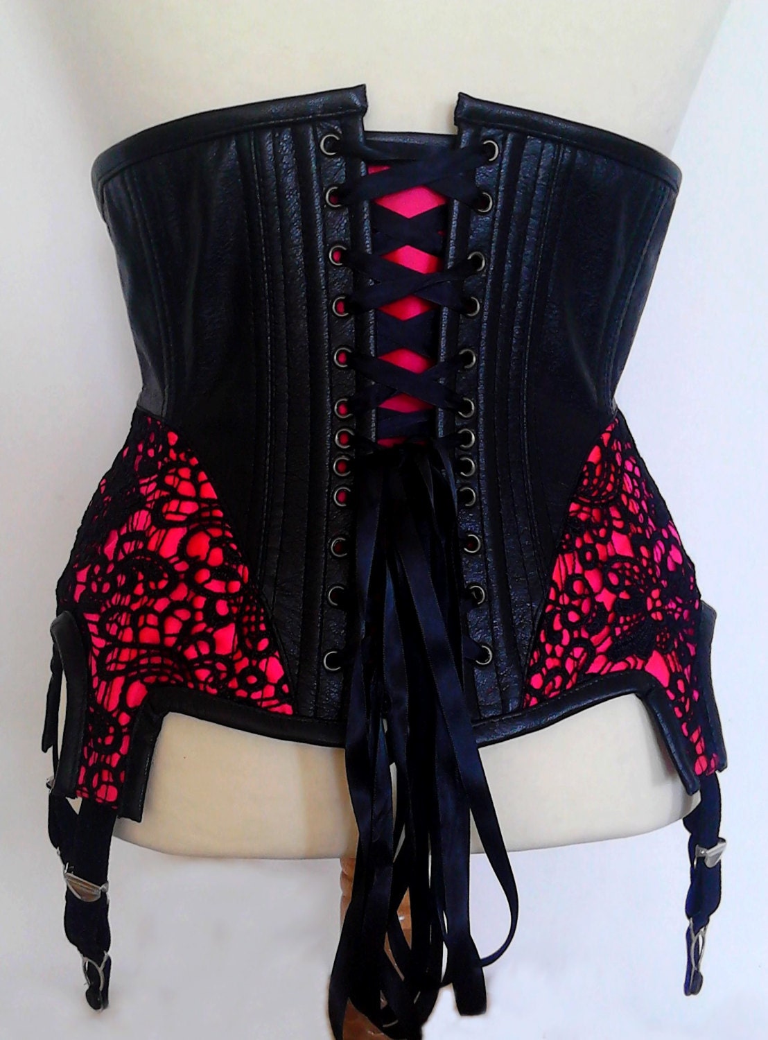 Leather Underbust Corset Suspender Belt Etsy