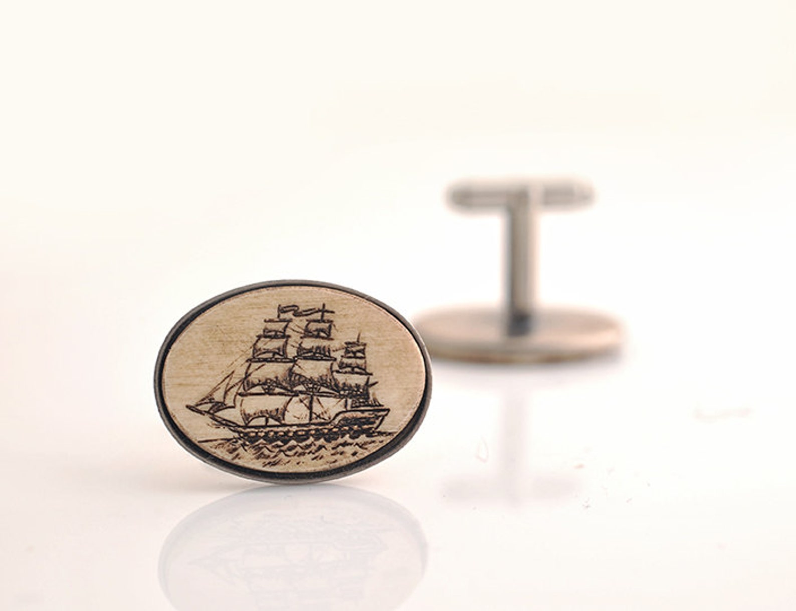 Victorian Pirate Ship Cufflinks Aged Style Acrylic Cuff | Etsy