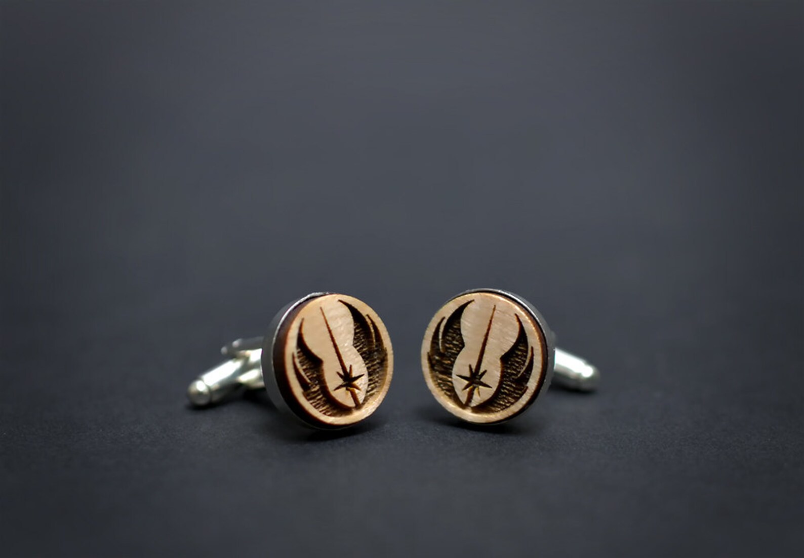 Star Wars Cufflinks JEDI ORDER Logo Maple Wood Mens Cuff | Etsy