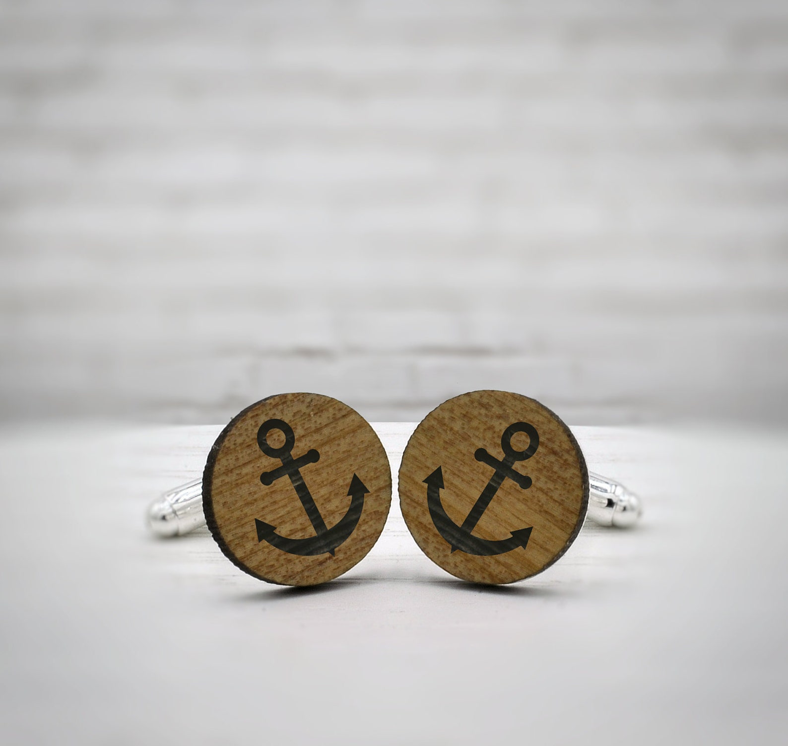 Anchor Cufflinks Engraved Wood Cufflinks Wooden Cufflinks - Etsy