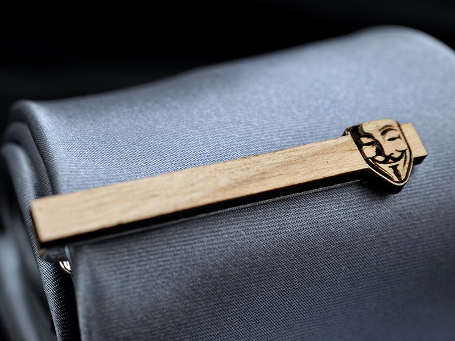 V for Vendetta Tie Clip Maple Wood Tie Bar | Etsy