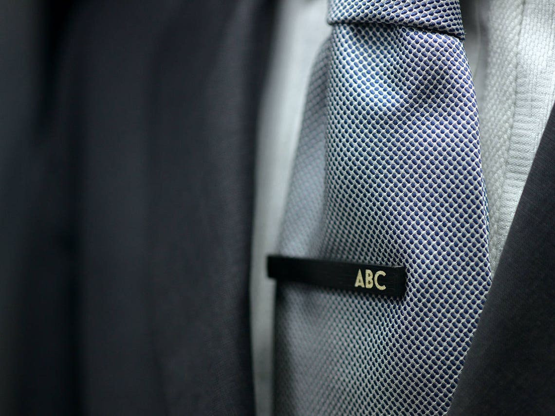 CUSTOM TIE CLIP Handmade Personalized Ebony Wood Tie Bar - Etsy