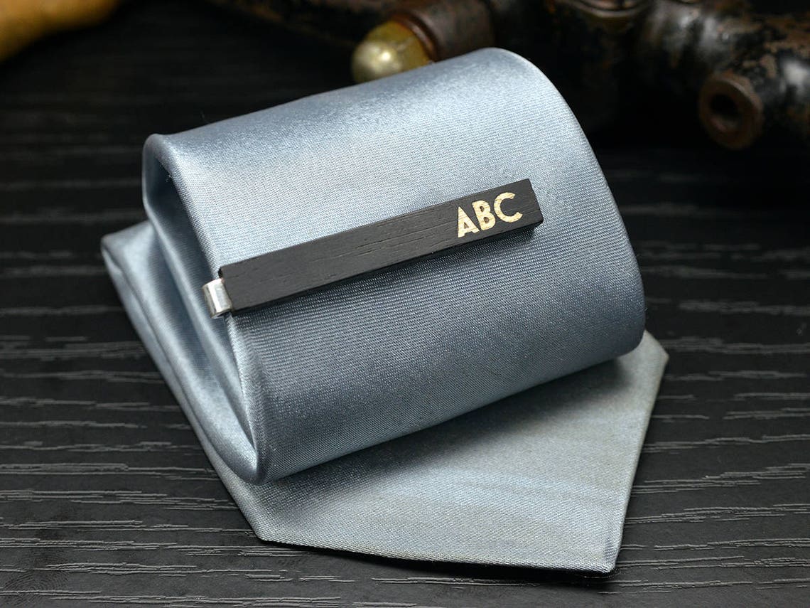 CUSTOM TIE CLIP Handmade Personalized Ebony Wood Tie Bar - Etsy