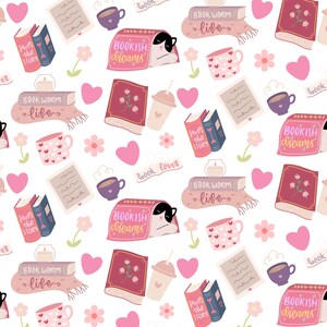 Floral Book Seamless Pattern Digital Download, Book Seamless File ...