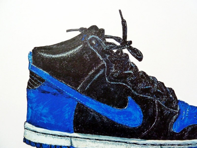 Nike Dunk High Sneakers. Print of an Or. Drawing by Faye One. "nike ...