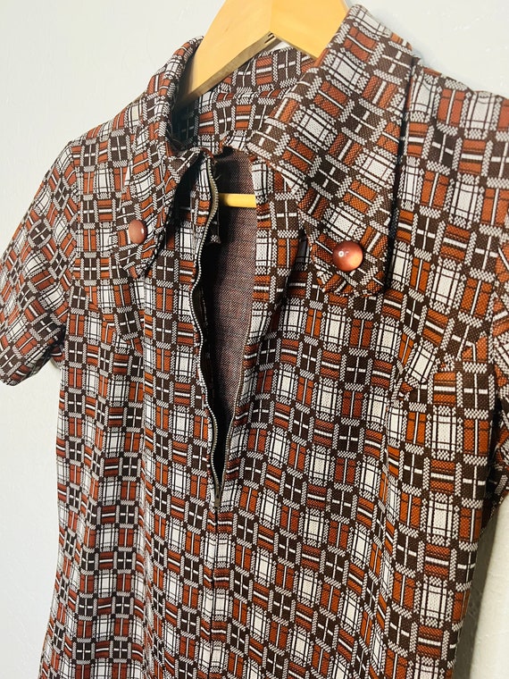 Retro Pin Collar Zipper Down Shirt - 60s/70s vintage … - Gem