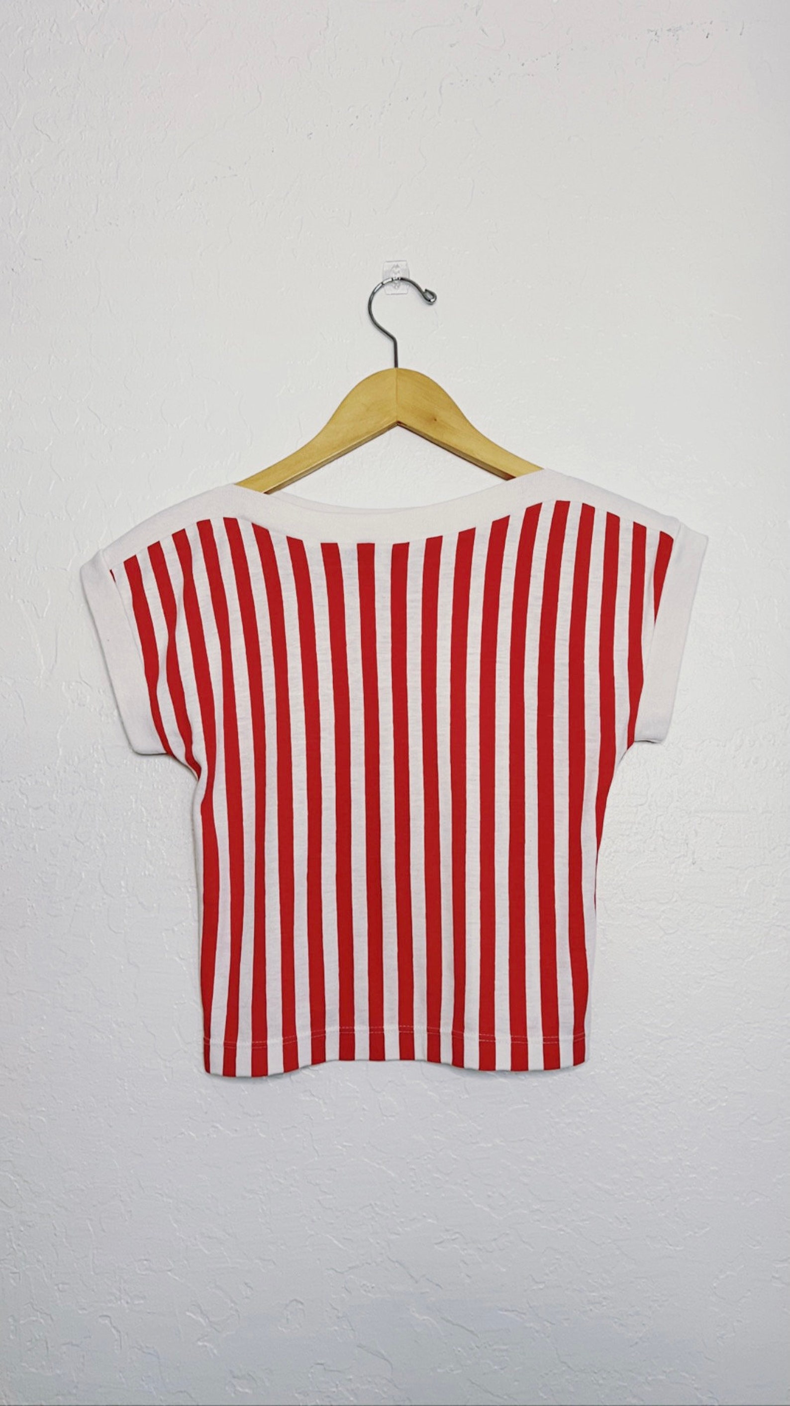 Candy Cane Striped Cap Sleeve Top - 70s Vintage Top - Etsy