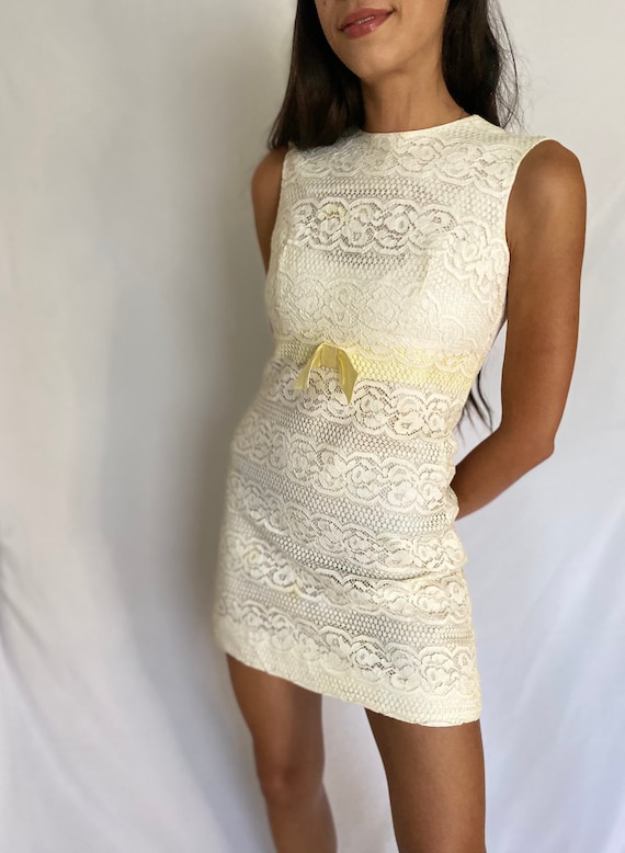 Lex's Lace Mod Mini Dress - 1950s Vintage - Gem