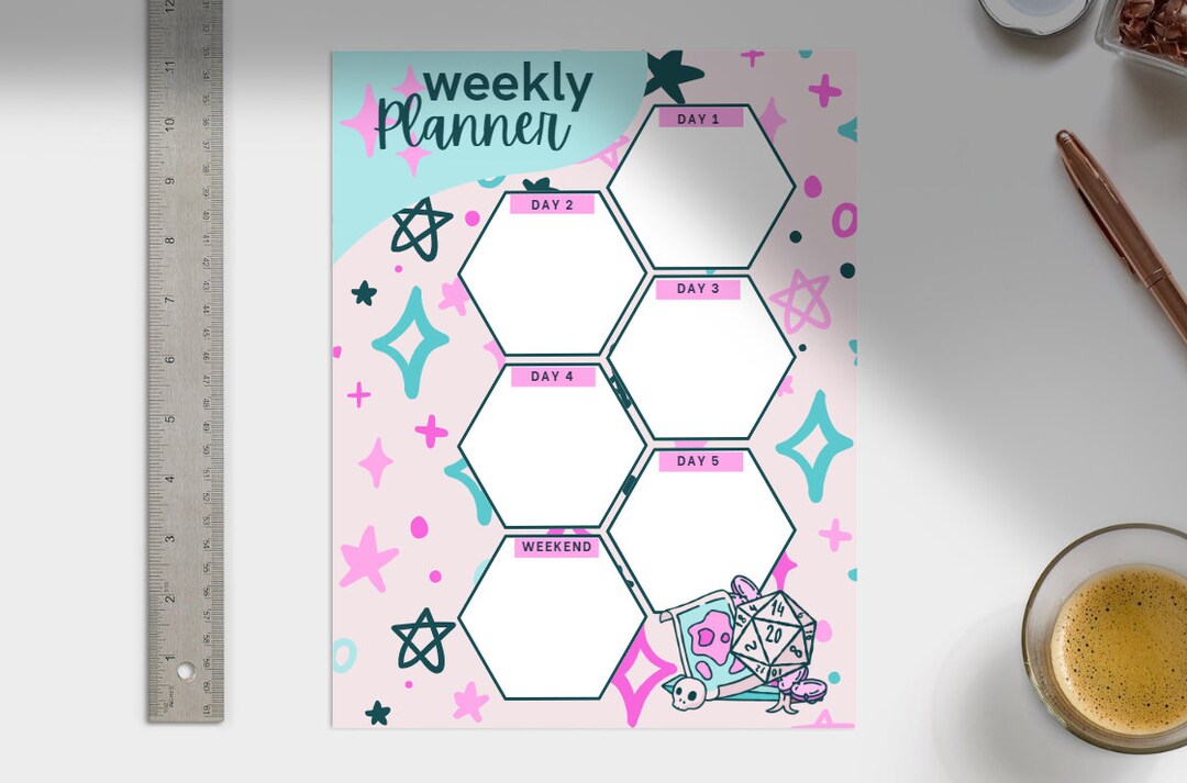 Printable Weekly Planner, Purple/pink, DND Theme - Etsy