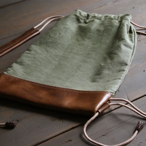Waxed Canvas Backpack With Drawstring - Canvas Shopping Bag Laptop Bag ...