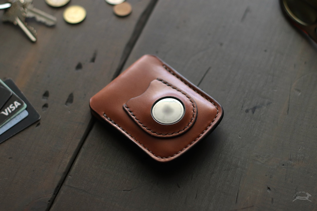 Minimalist AirTag Wallet Leather Card Holder | Mens Wallet Leather EDC ...