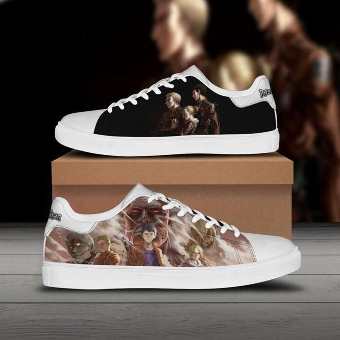 ATTACK ON Tltan Aot Skate Sneaker Leather Low Top Custom for - Etsy