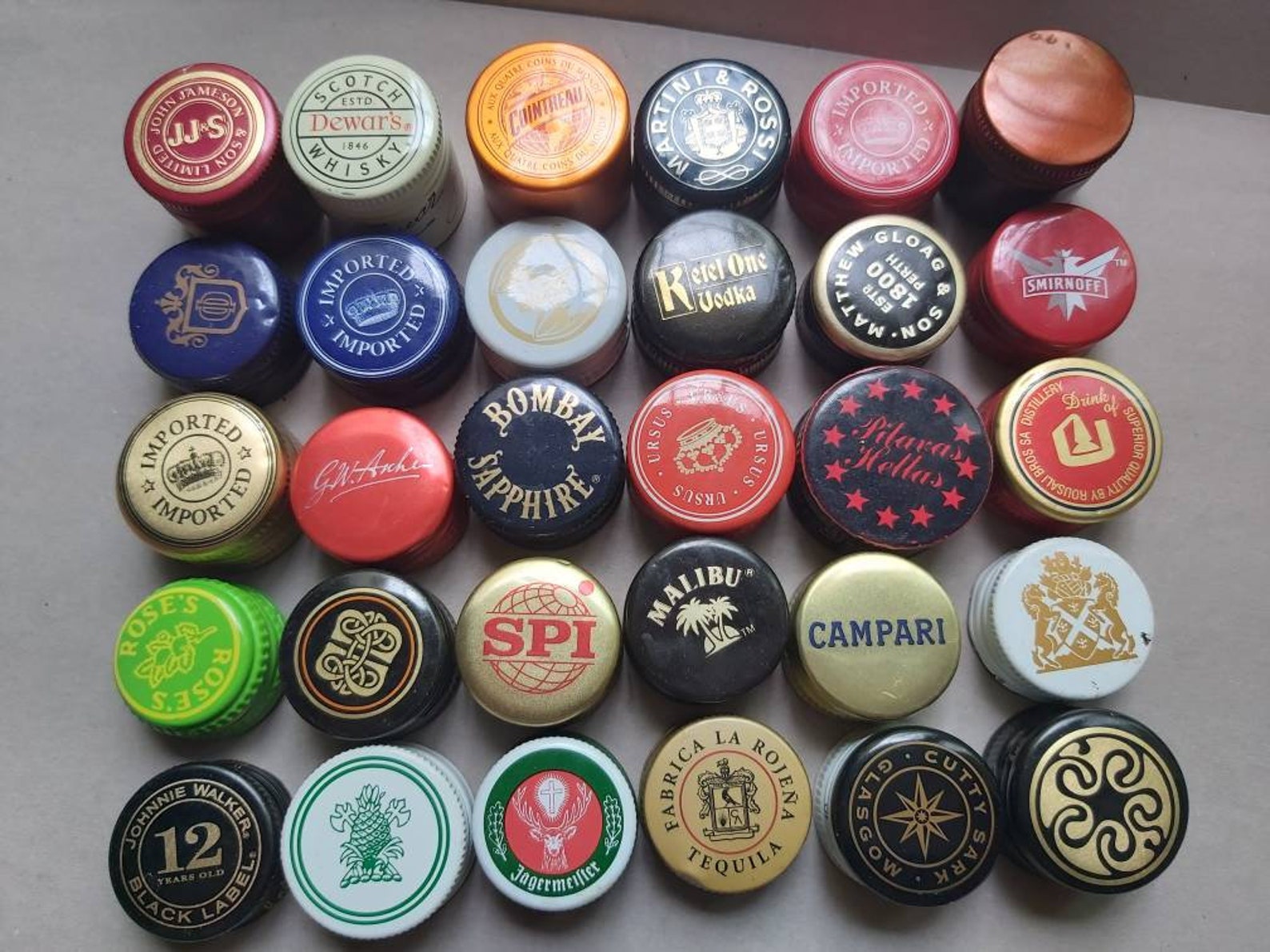 Liquer Alcohol Caps Lids set of 30 mixed | Etsy