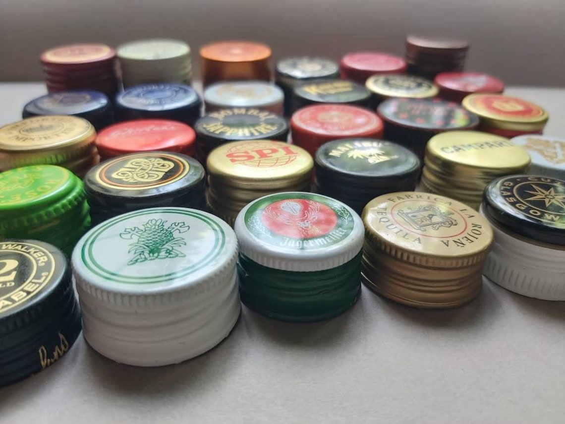 Liquer Alcohol Caps Lids set of 30 mixed | Etsy